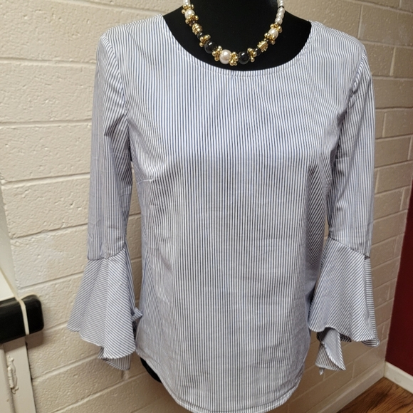 BCX | Tops | Bcx Blue White Blouse | Poshmark